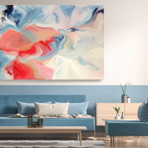 Blue Red Flow Extra Large Abstract Painting Red Abstract Art - Etsy