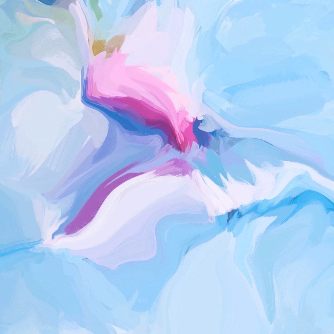 Light Blue. Blue Pink Abstract Art, Wall Decor, Large Abstract Pink ...