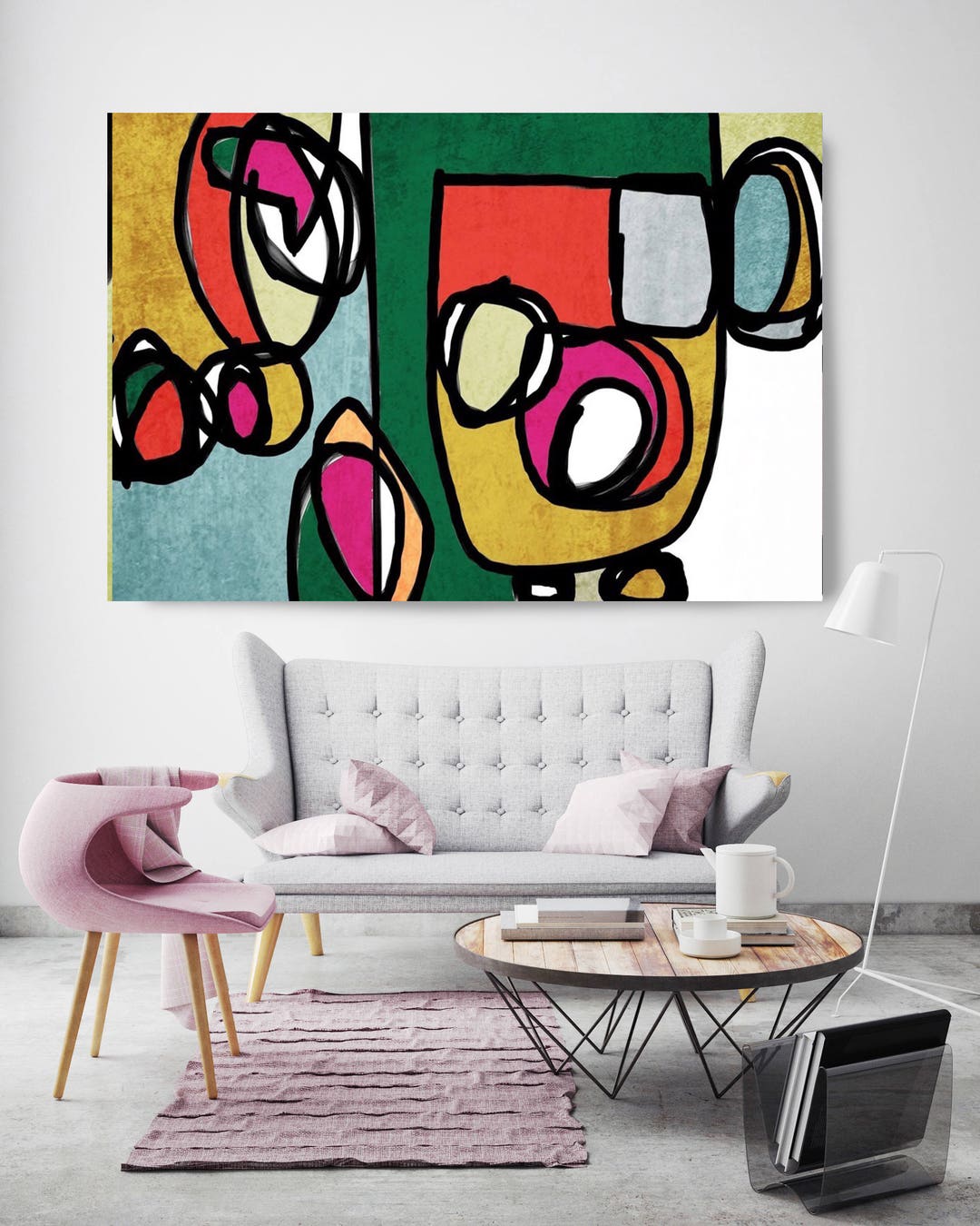 Mid Century Painting Midcentury Modern Wall Art Mid Century Modern ...