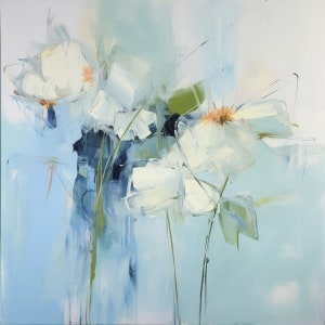 Abstract Muted Colors Floral Collection 5, Abstract Muted Blue Flower ...