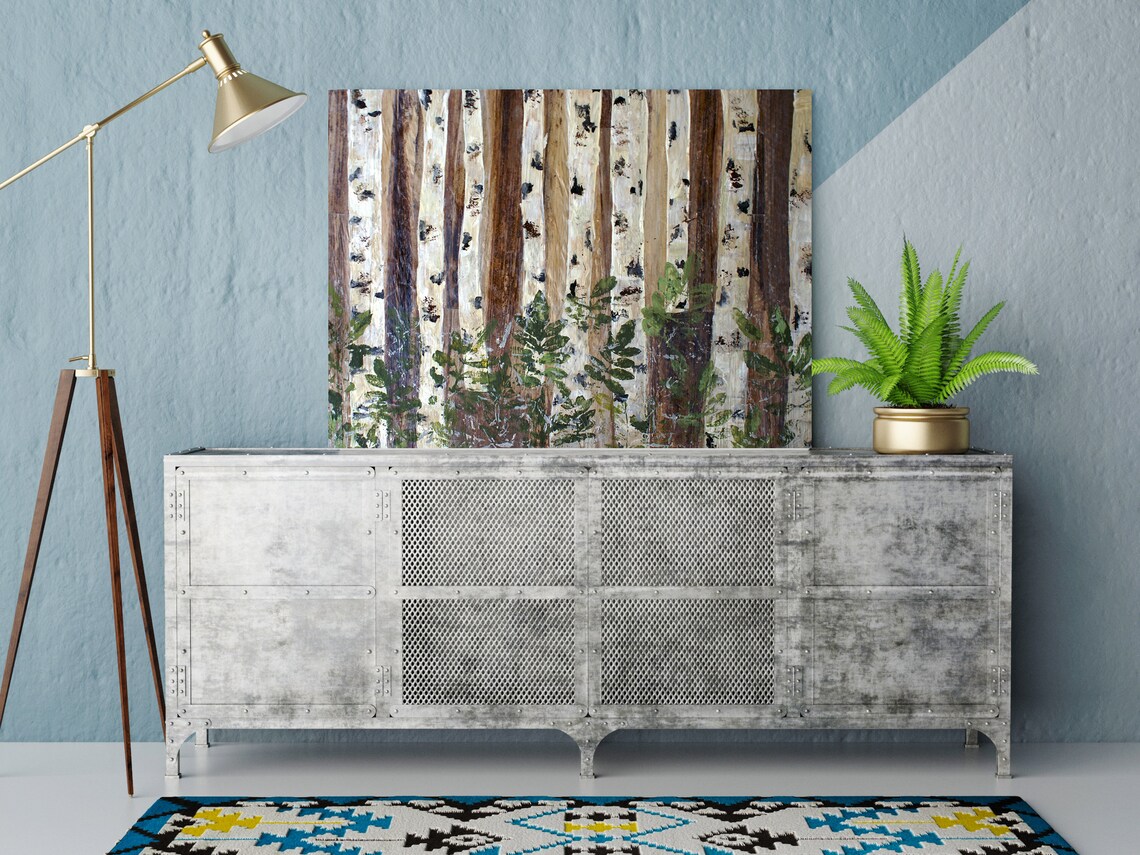 Silver Birch II Landscape Organic Art. Original Acrylic on - Etsy