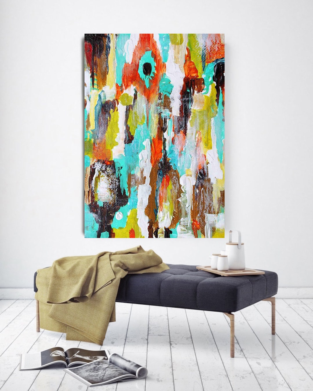 Shining, Extra Large Abstract Colorful Canvas Art Print up to 78 by ...