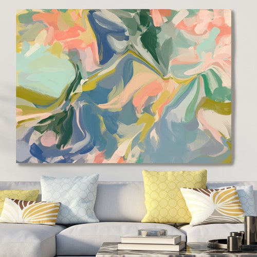 Painting Acrylic Modern Abstract Canvas Art 48x24 - Etsy