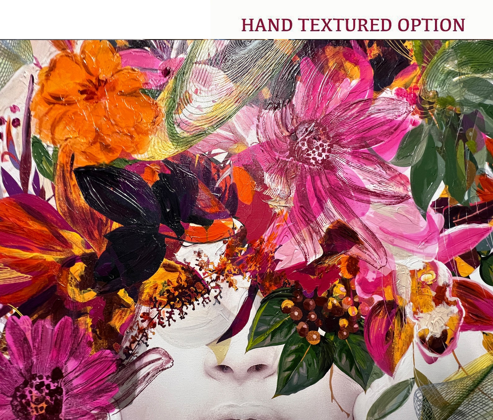 Vibrant Floral Portrait, Flower Head Woman Canvas Print, Surreal ...