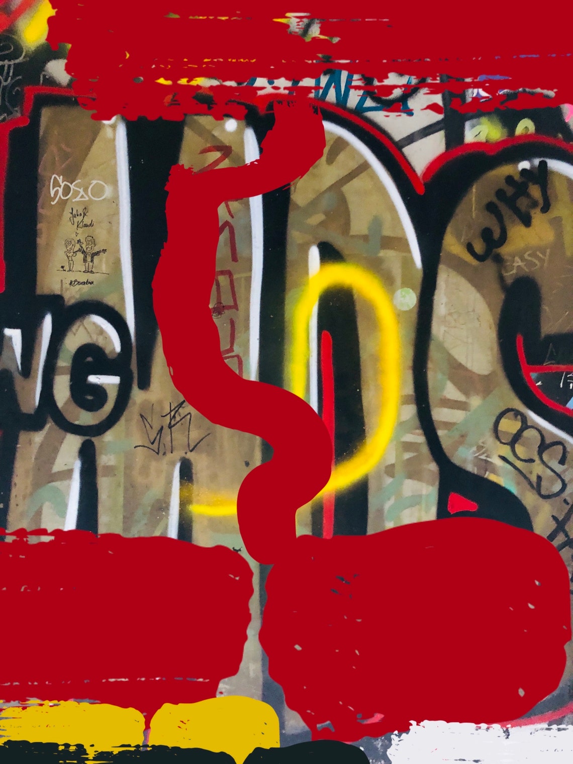 Graffiti Art, Street Art, Red Street Art Painting Print on Canvas ...