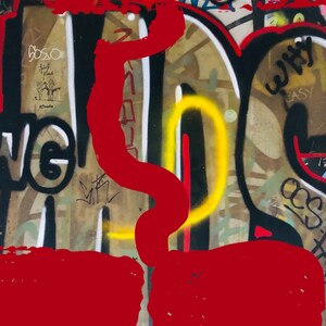 Graffiti Art, Street Art, Red Street Art Painting Print on Canvas ...