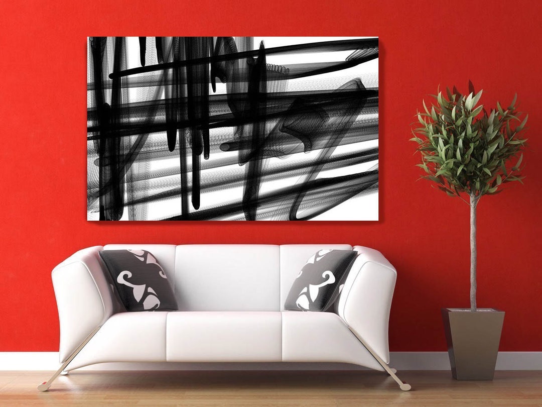 Large Wall Art, Black and White, Canvas Art, Wall Decor Over the Bed ...