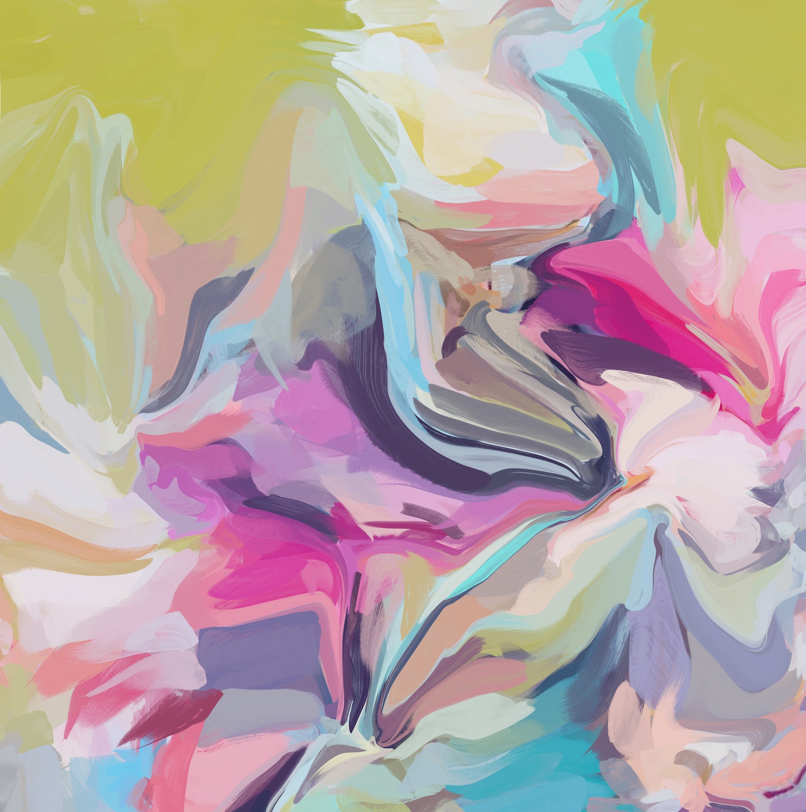 Simple Joys Abstract Green Pink Original Painting, Contemporary Art ...