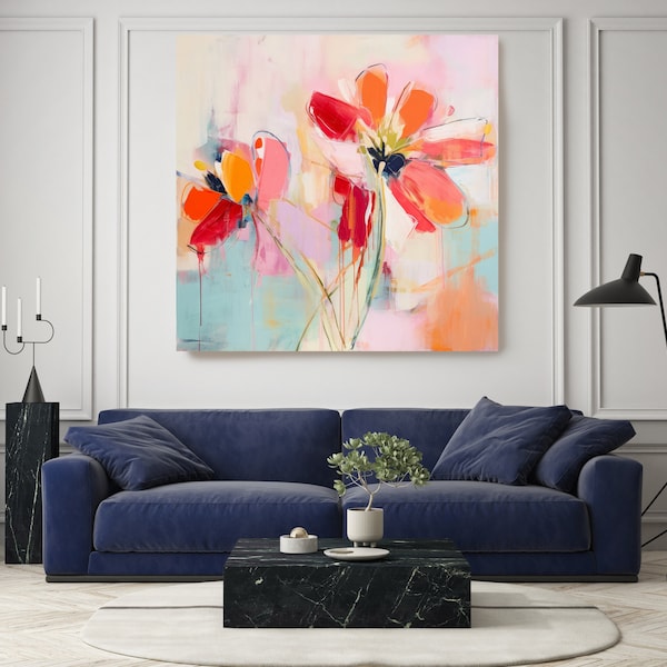 Abstract Floral Canvas Wall Art - Etsy