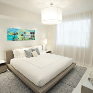 Malibu. California. Palm Trees. Original Mixed Media Hand-painted ...