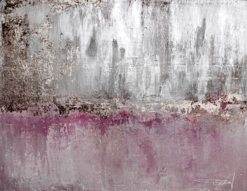 Silver Pink Bronze Abstract Painting Silver Pink Modern Art | Etsy