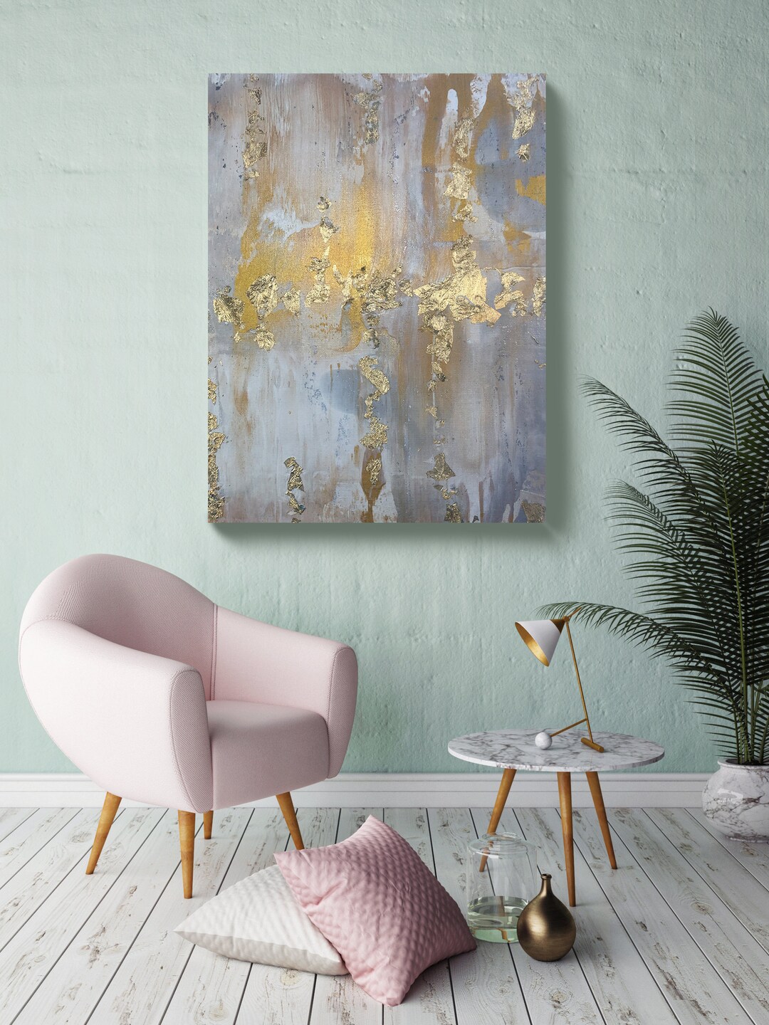 Silver to Gold Abstract Painting Gold Art Abstract Painting Wall Art ...