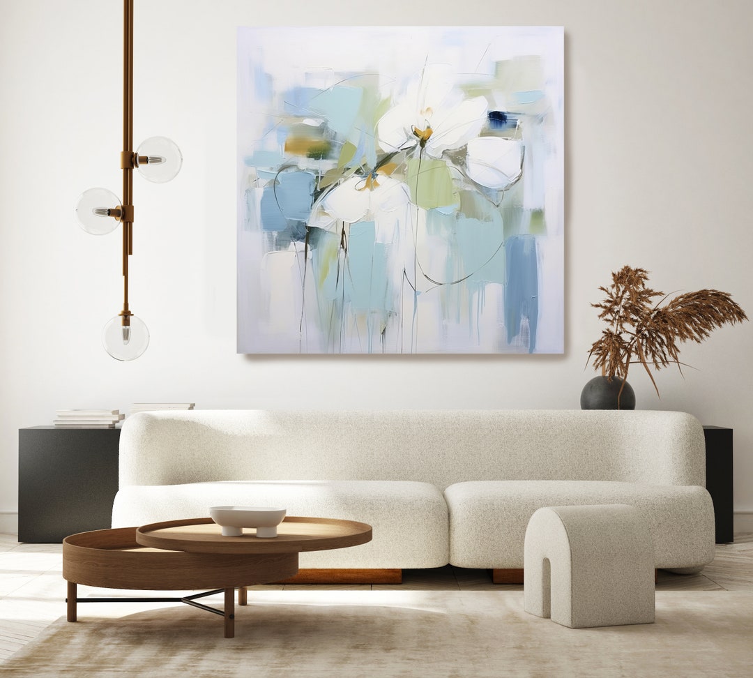 Abstract Muted Colors Floral Collection 22, Abstract Muted Blue Flower ...