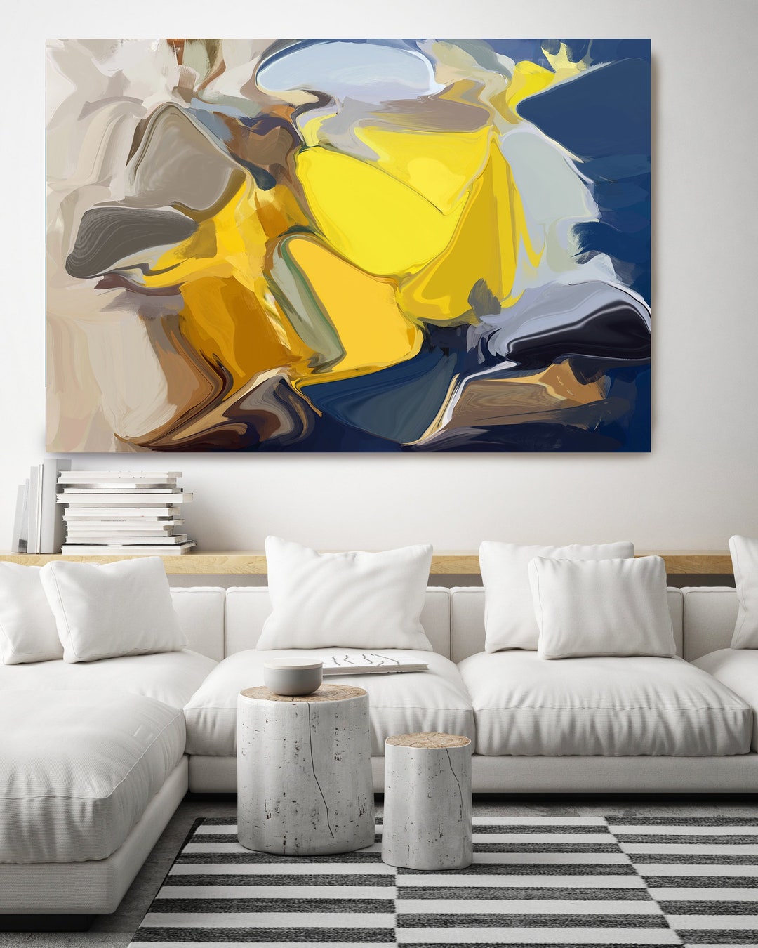 Vanished in the Sun, Abstract Painting, Yellow Black Abstract, Modern ...