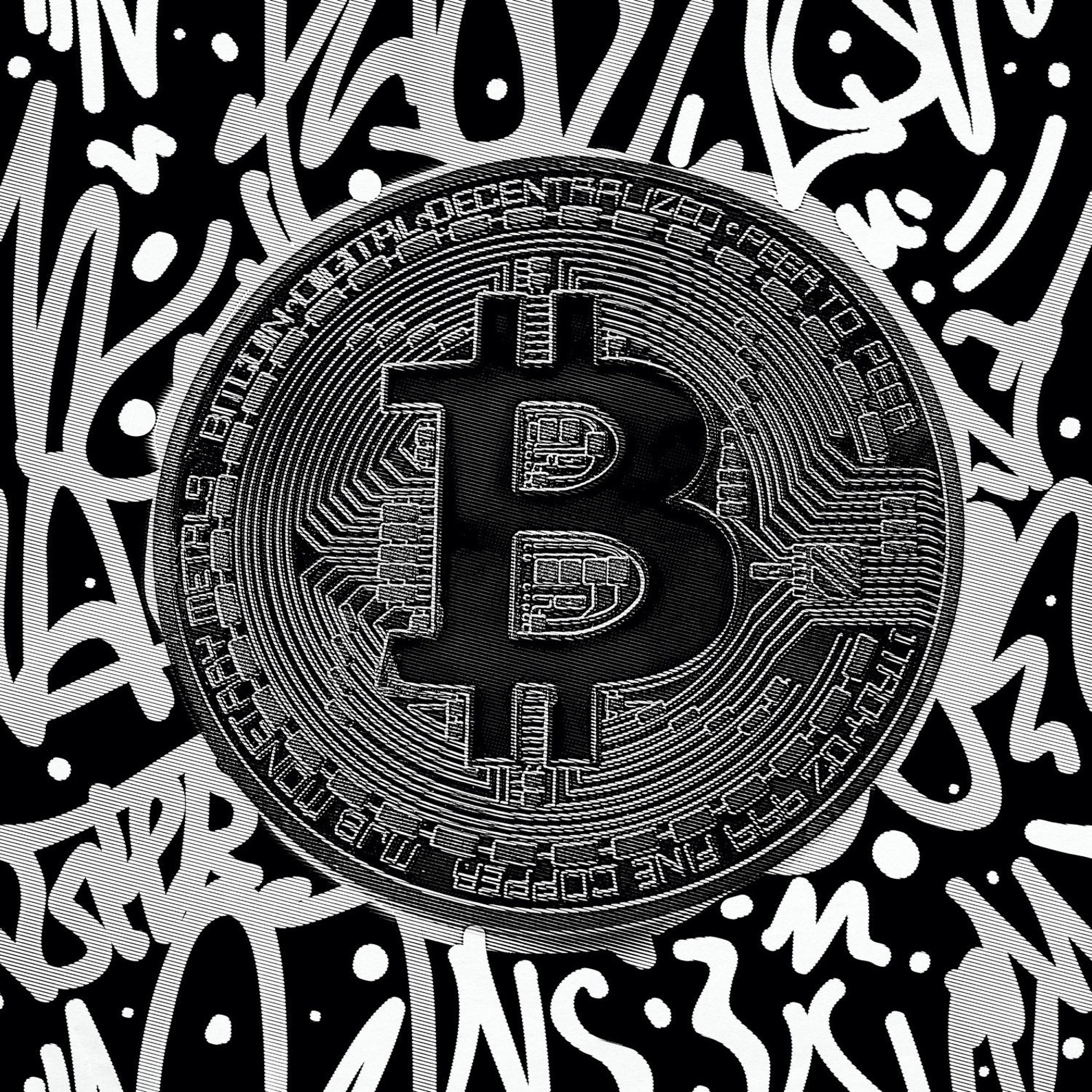 Black White Bitcoin Digital Currency Canvas Print | Etsy