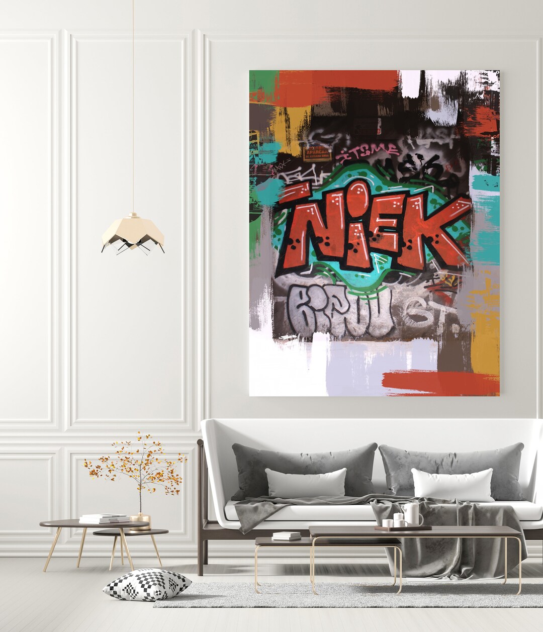 Street Art, Graffiti Wall Art Red Green Street Art Painting Print on ...