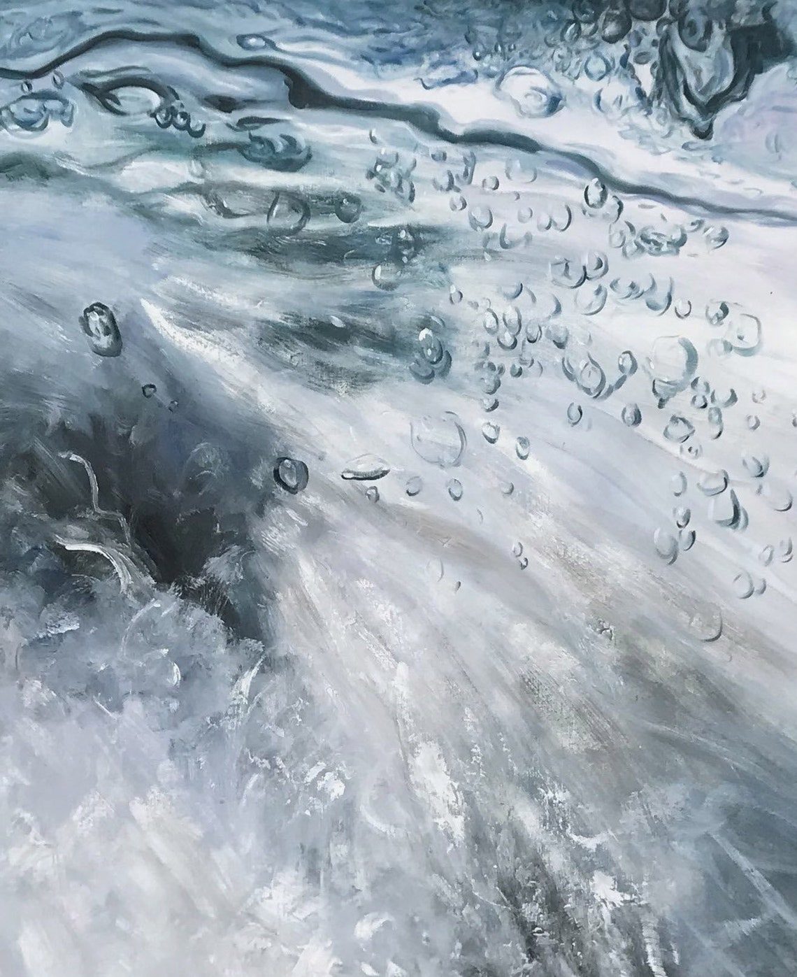 Blue Water Painting on Canvas 72H X 30w Aquatic 2 - Etsy UK