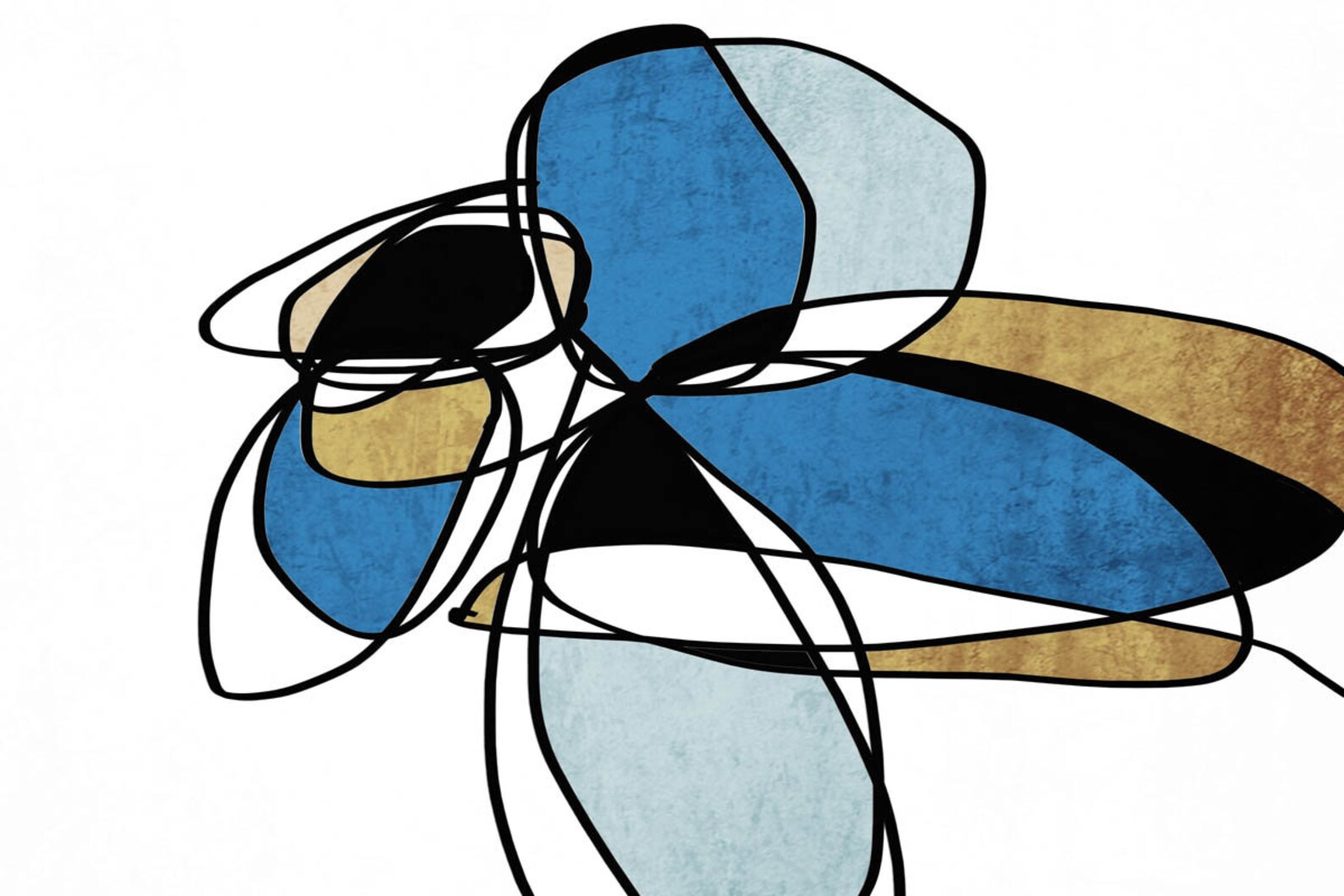 Line Art Modern Blue Canvas Art Print Scandinavian Print Minimalist ...