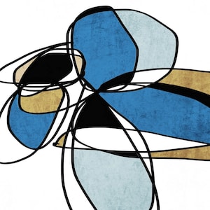 Line Art Modern Blue Canvas Art Print Scandinavian Print Minimalist ...
