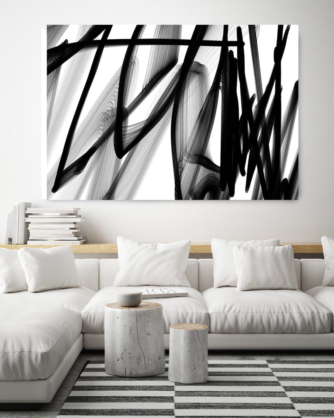 The Wind. 40H X 60w" Original New Media Abstract Black White Painting ...