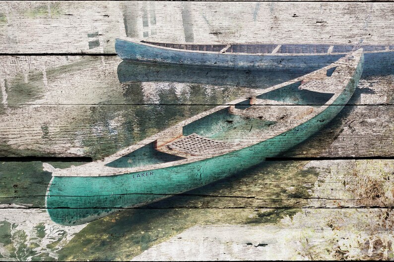 Green Vintage Boats Rustic Boat Art Beach Decor Boat - Etsy