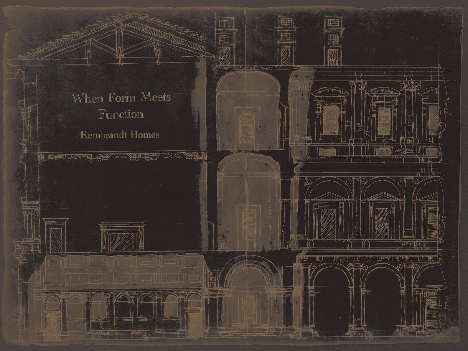 Blueprint Canvas Wall Decor Large Architectural Blueprint. Rustic URBAN ...