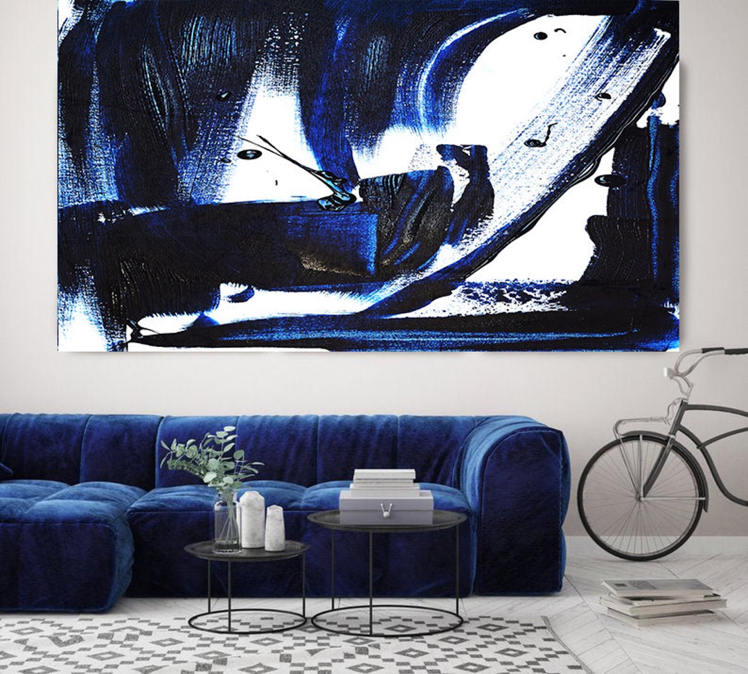 Electric Blue Abstract Art, Navy Blue Abstract Painting, Indigo Blue ...