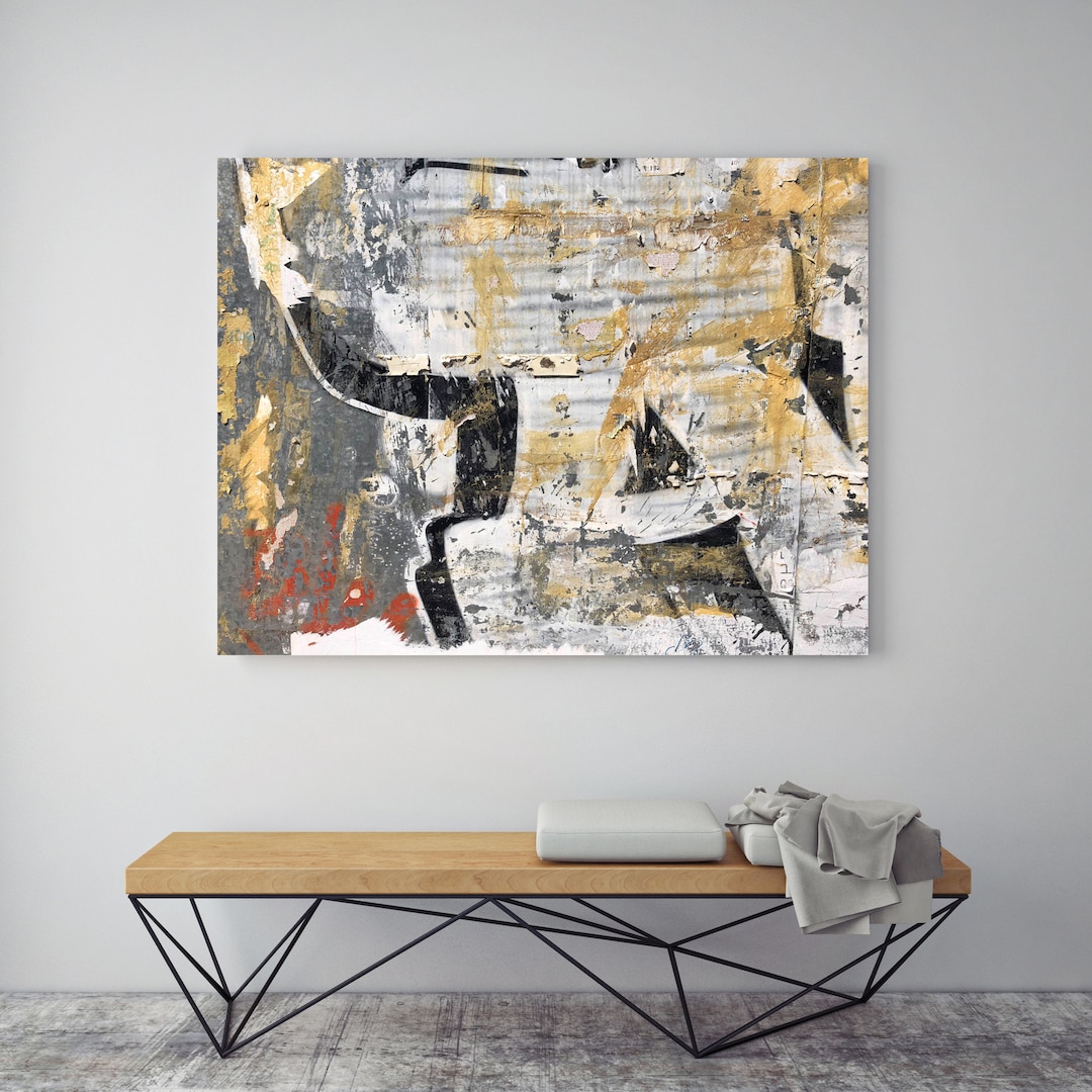 Abstract Yellow Painting, Raw Abstract Yellow Black, Yellow Abstract ...