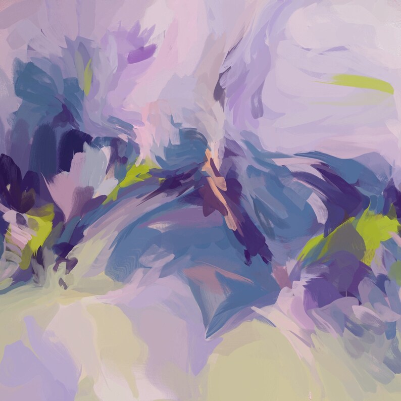 Fresh Life Wall Art | Original Painting| Abstract Purple Blue Wall Art ...