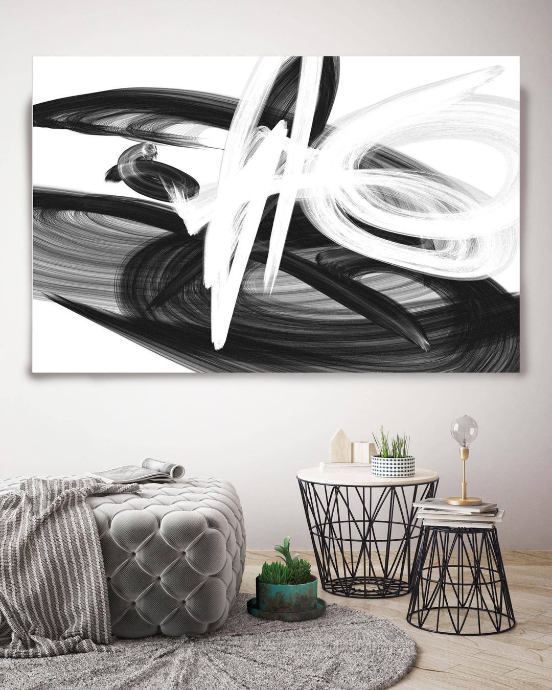 Dances in the Wind. Abstract Black and White, Unique Abstract Wall ...