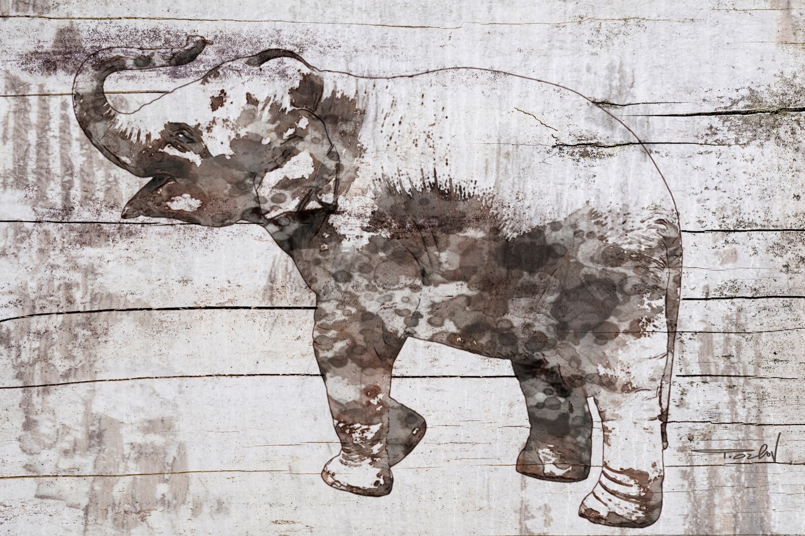 Rustic Elephant. Large Farmhouse Elephant Canvas Art Print | Etsy