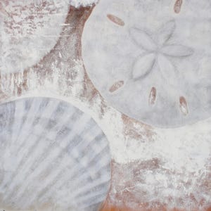 White Shells, Original Rustic Shells Coastal Painting With Acrylic on ...
