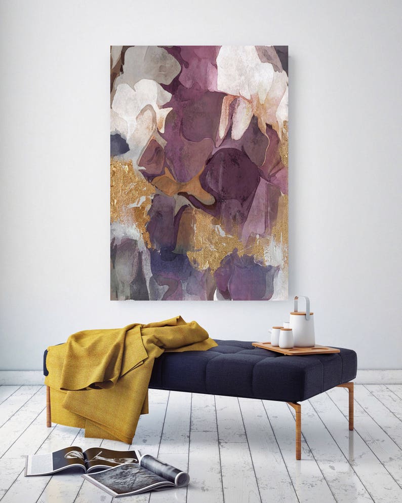 Purple Gold Mix. Abstract Paintings Art Wall Decor Extra - Etsy