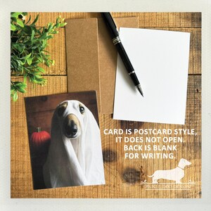 Halloweenie Doxie. Flat Card ghost Dog, Happy Halloween Card, Pumpkin ...