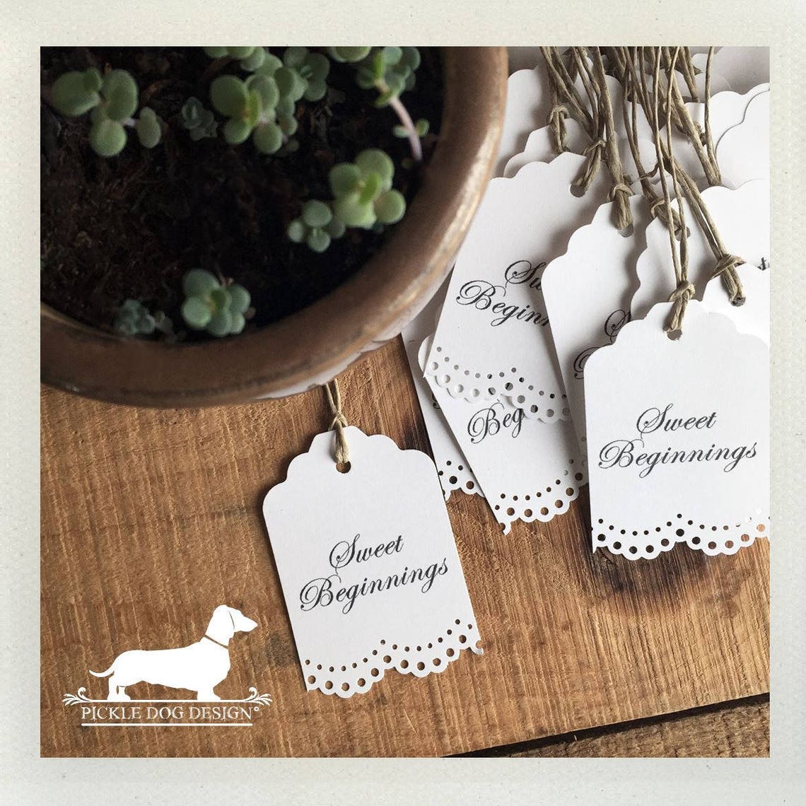 Personalized Lacey Gift Tags: Single Layer Tags, Choose Your Color, Set ...