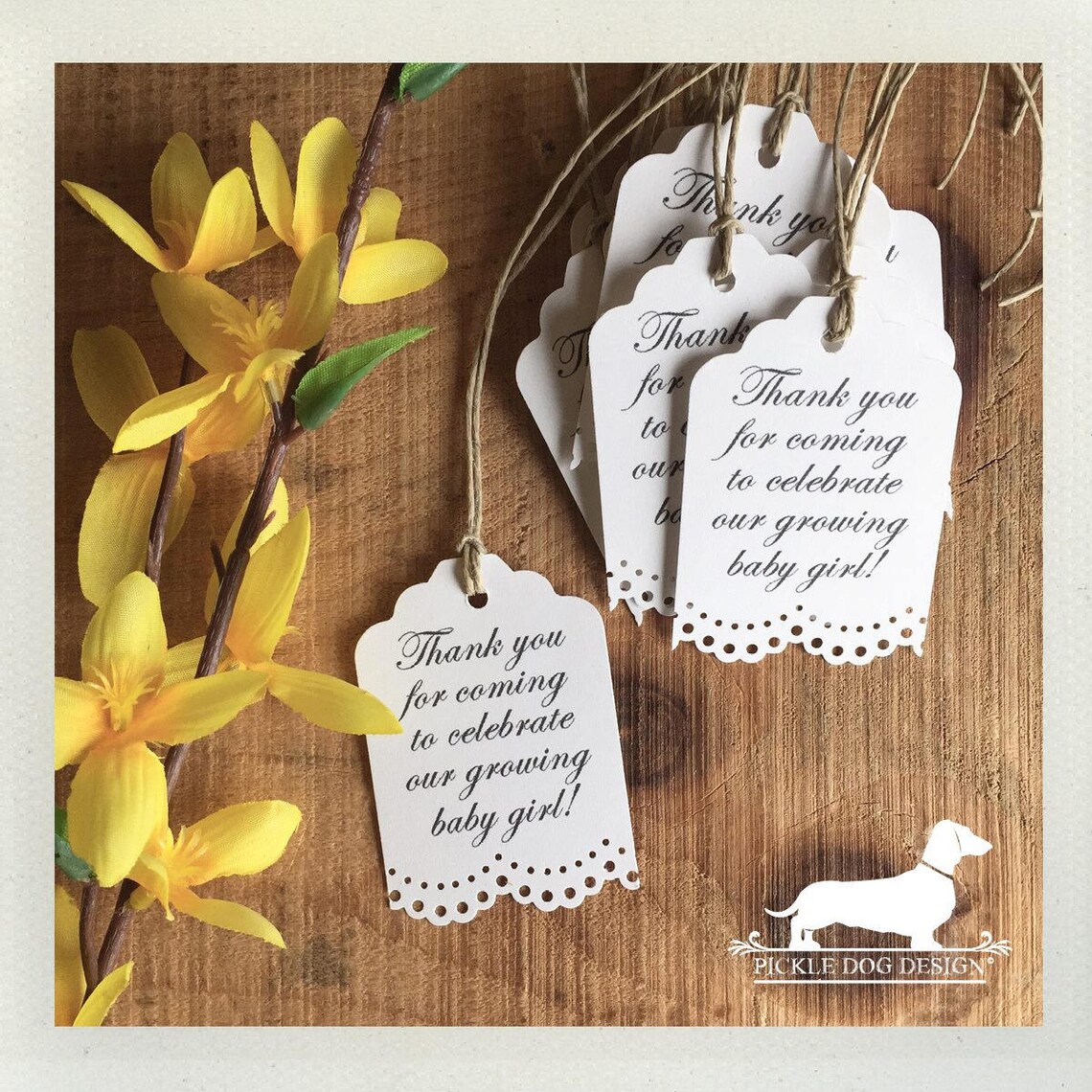 Personalized Lacey Gift Tags: Single Layer Tags, Choose Your Color, Set ...