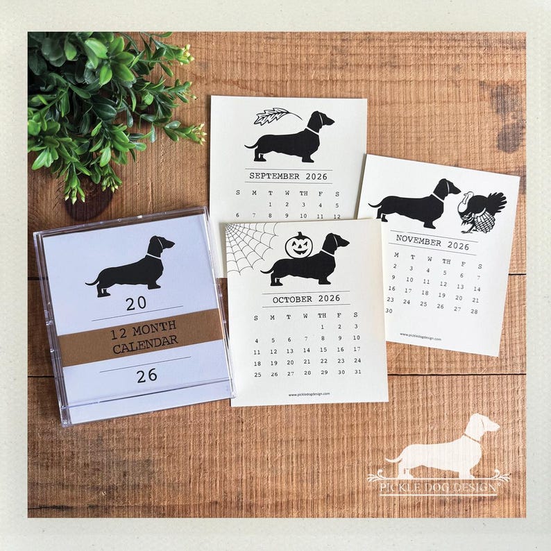 2026 Doxie Love Desktop Calendar: Vintage-style Wiener Dog Gift ...