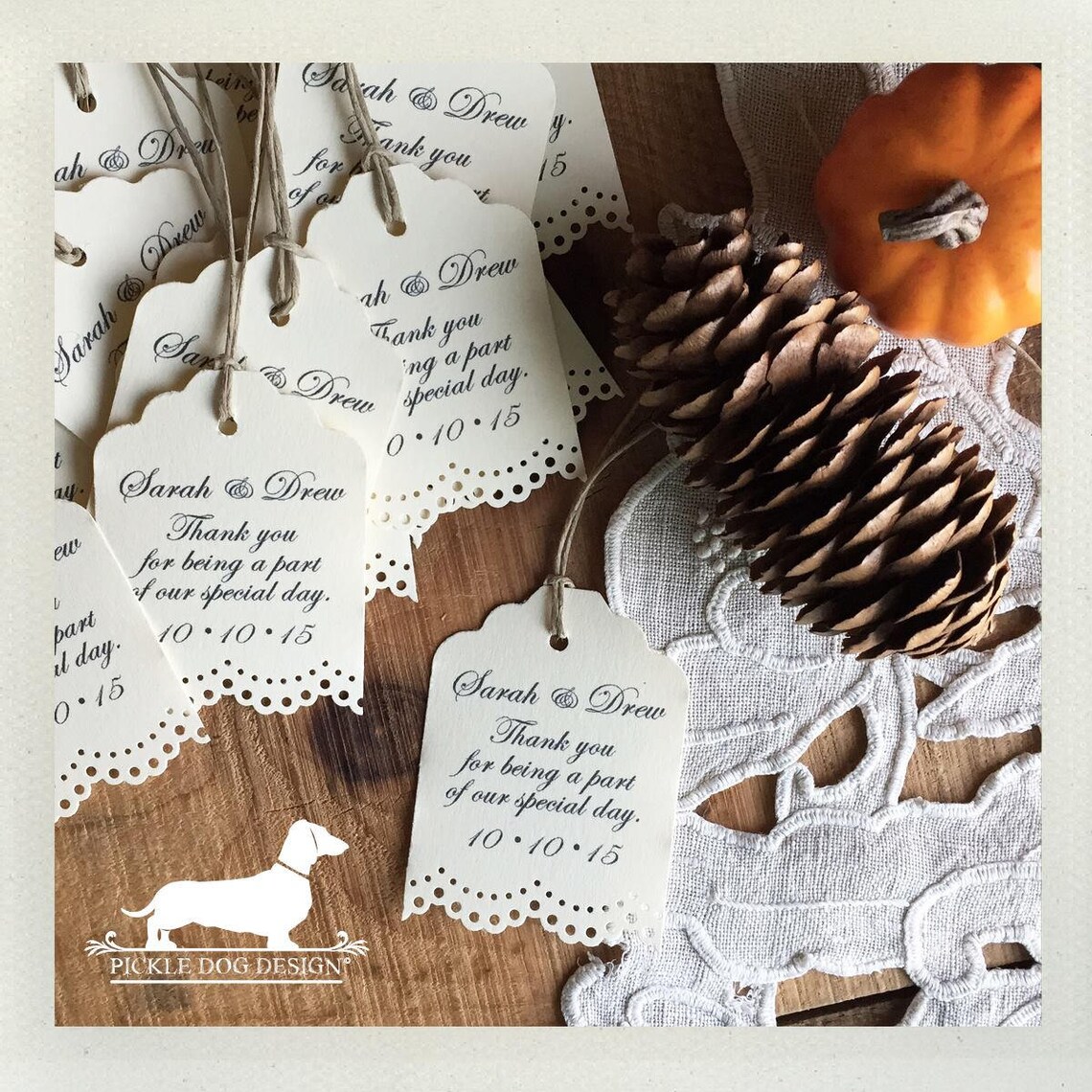 Personalized Lacey Gift Tags: Single Layer Tags, Choose Your Color, Set ...