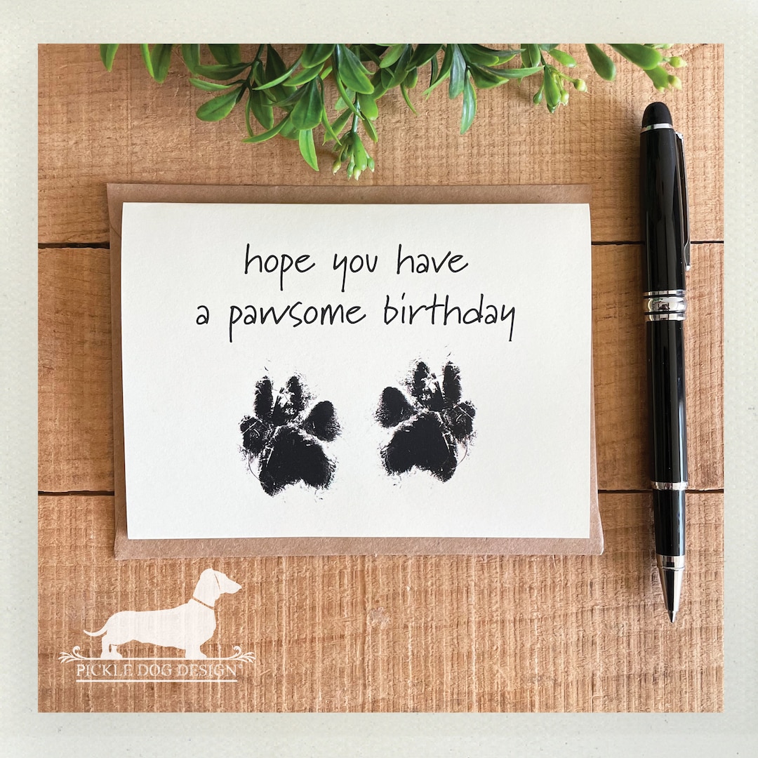 Pawsome Birthday. Note Card -- (dog Pun Card, Funny Birthday, Dog Paw ...