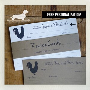 Rooster. Free Personalization. A Baker's Dozen (qty 13) Set of Recipe ...