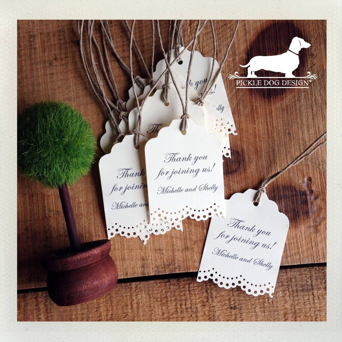 Personalized Lacey Gift Tags: Single Layer Tags, Choose Your Color, Set ...