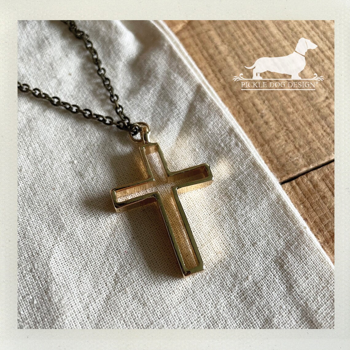 Gold Cross. Necklace Simple Cross Vintage-Style | Etsy