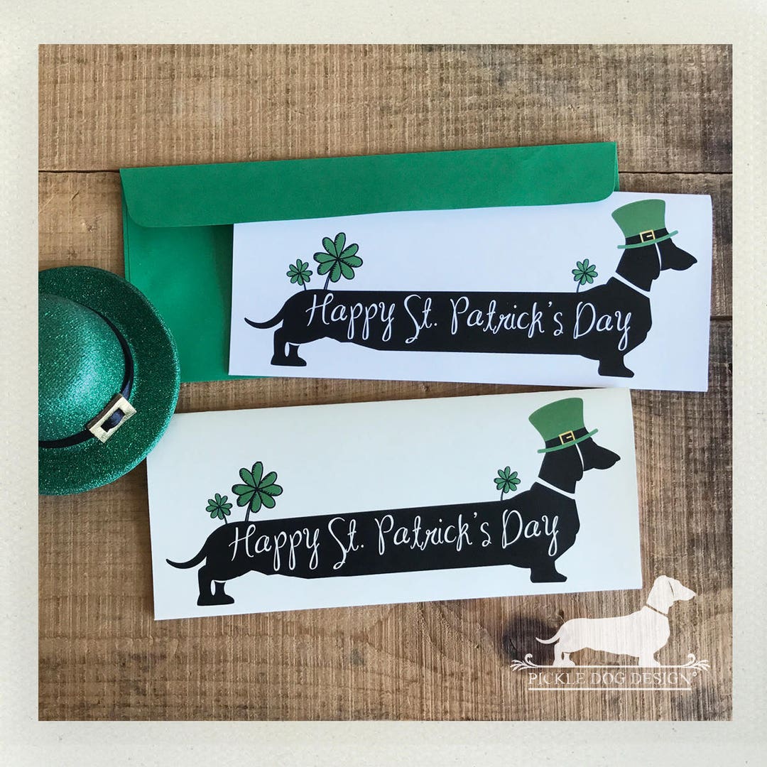 Irish Doxie. Note Card personalized, St. Patrick's Day, St. Patty's Day ...