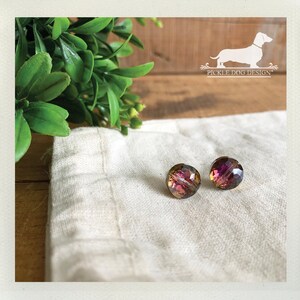 Glass Gem. Post Earrings glass Purple Vintage-style - Etsy