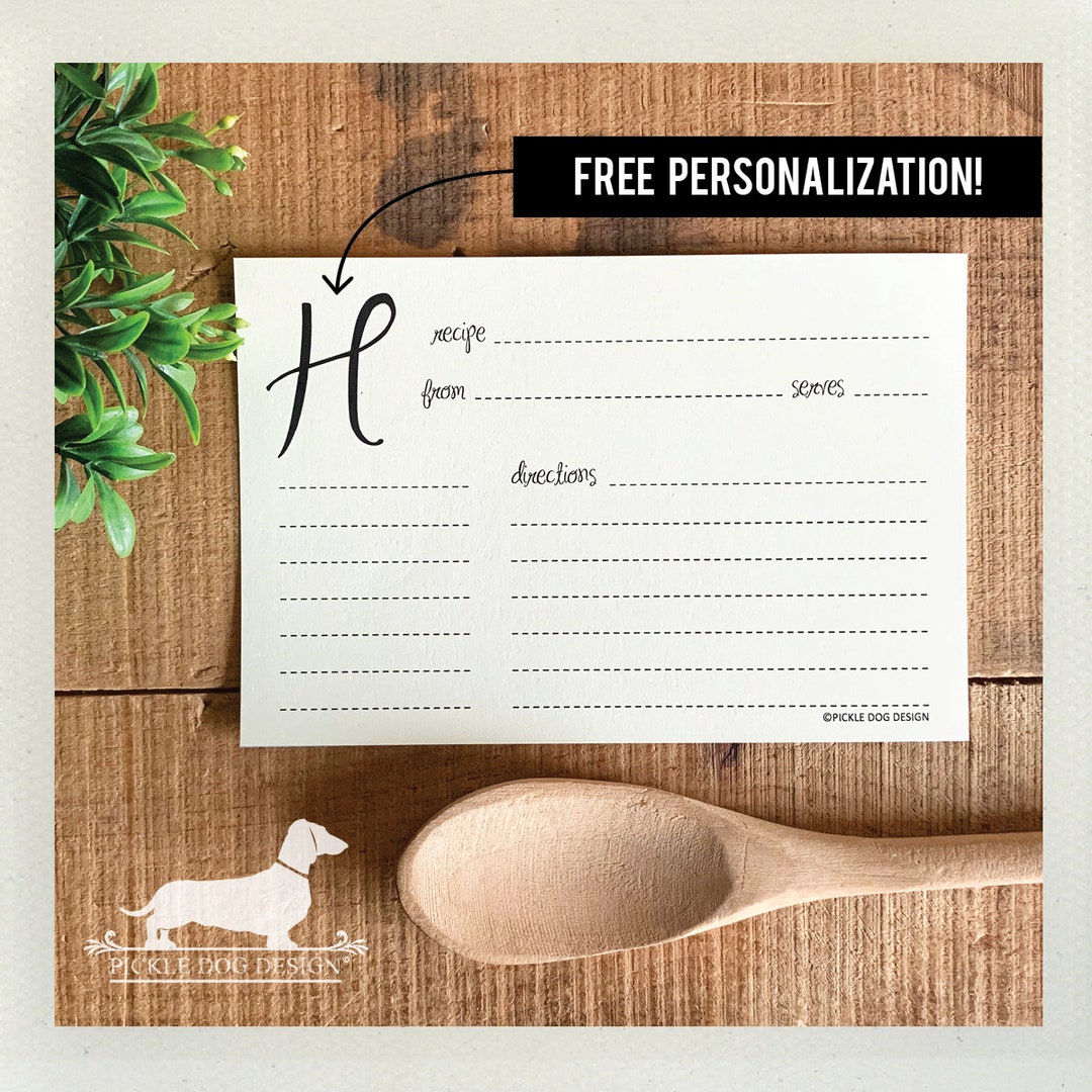 Personalized Initial Recipe Cards: Monogram, Bridal Shower Gift, Set of ...