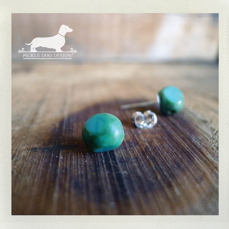 Round Mints. Post Earrings vintage-style Blue Turquoise - Etsy