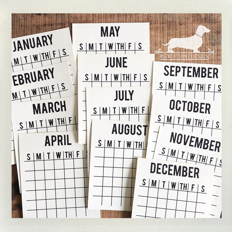 Any Year. Desktop Calendar vintage-style Modern - Etsy