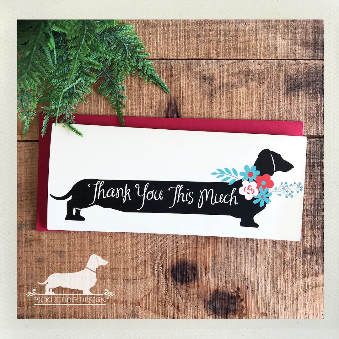 Personalized Floral Dachshund Thank You Note Card: Doxie Wiener Dog ...