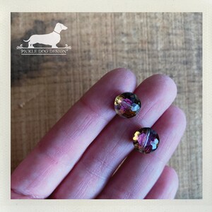 Glass Gem. Post Earrings glass Purple Vintage-style - Etsy