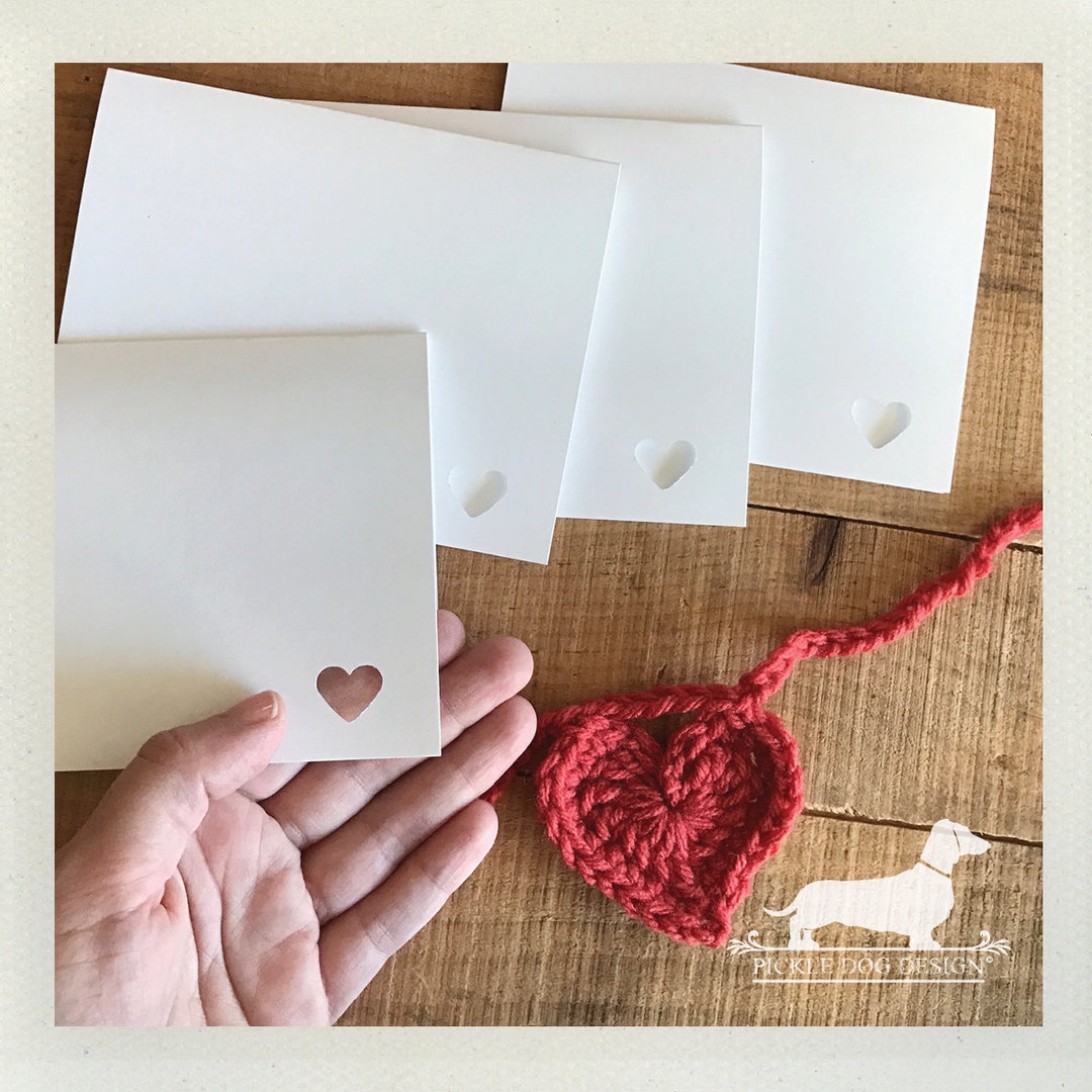 DISCOUNT DEAL Mini Heart. White Note Cards set of 4 valentine Card ...